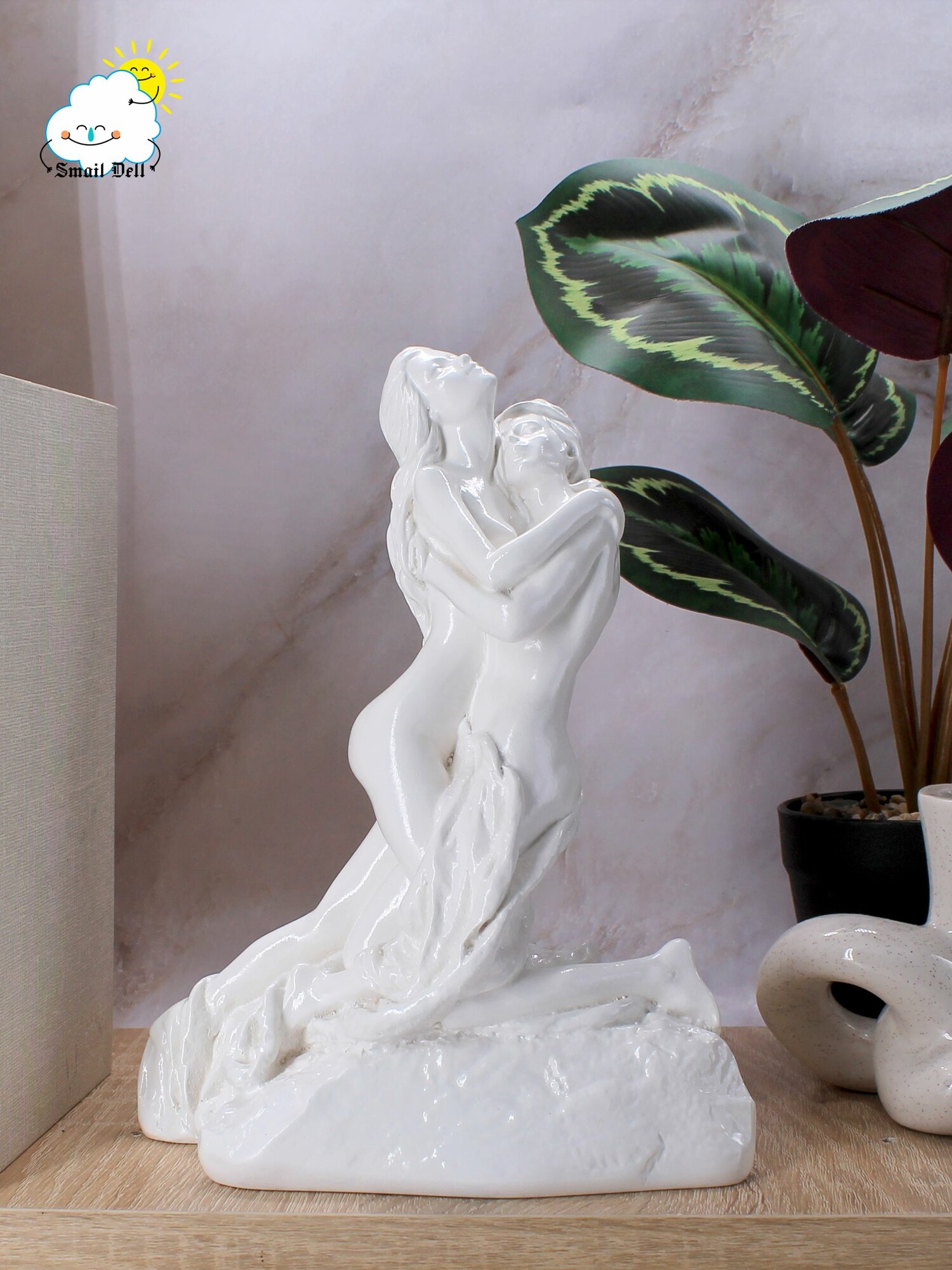 Статуэтка Адам и Ева , 22 см , гипс , цвет белый глянцевый