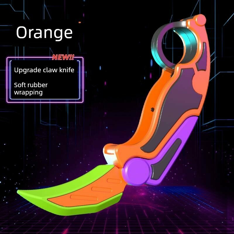 Версия 4.0: безопасный мягкий резиновый лезвие складной коготь-нож в оранжево-зеленом цвете для детей