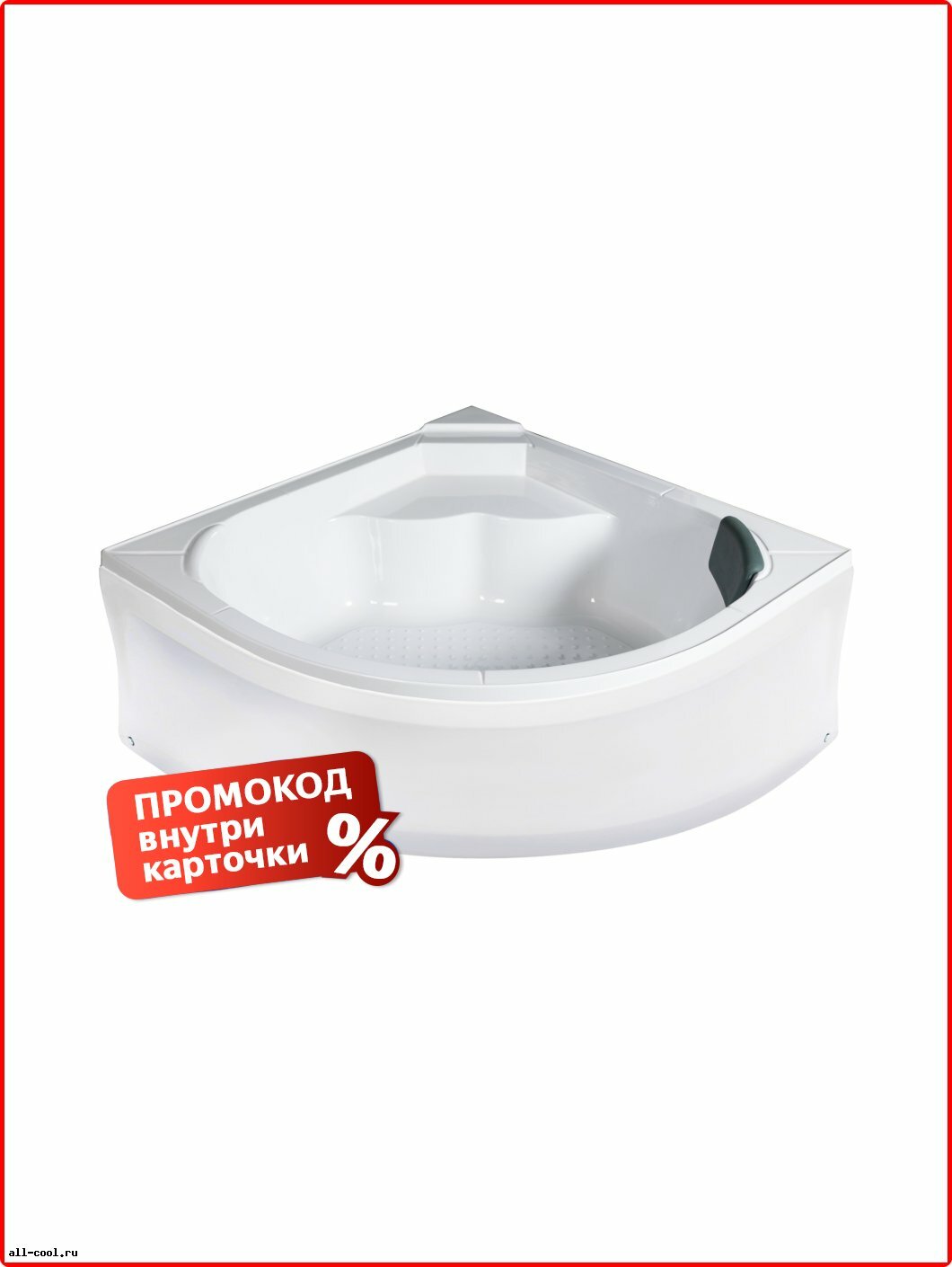 Ванна WEMOR Fiammetta 135x135, акрил, четверть круга, пристенная, белый