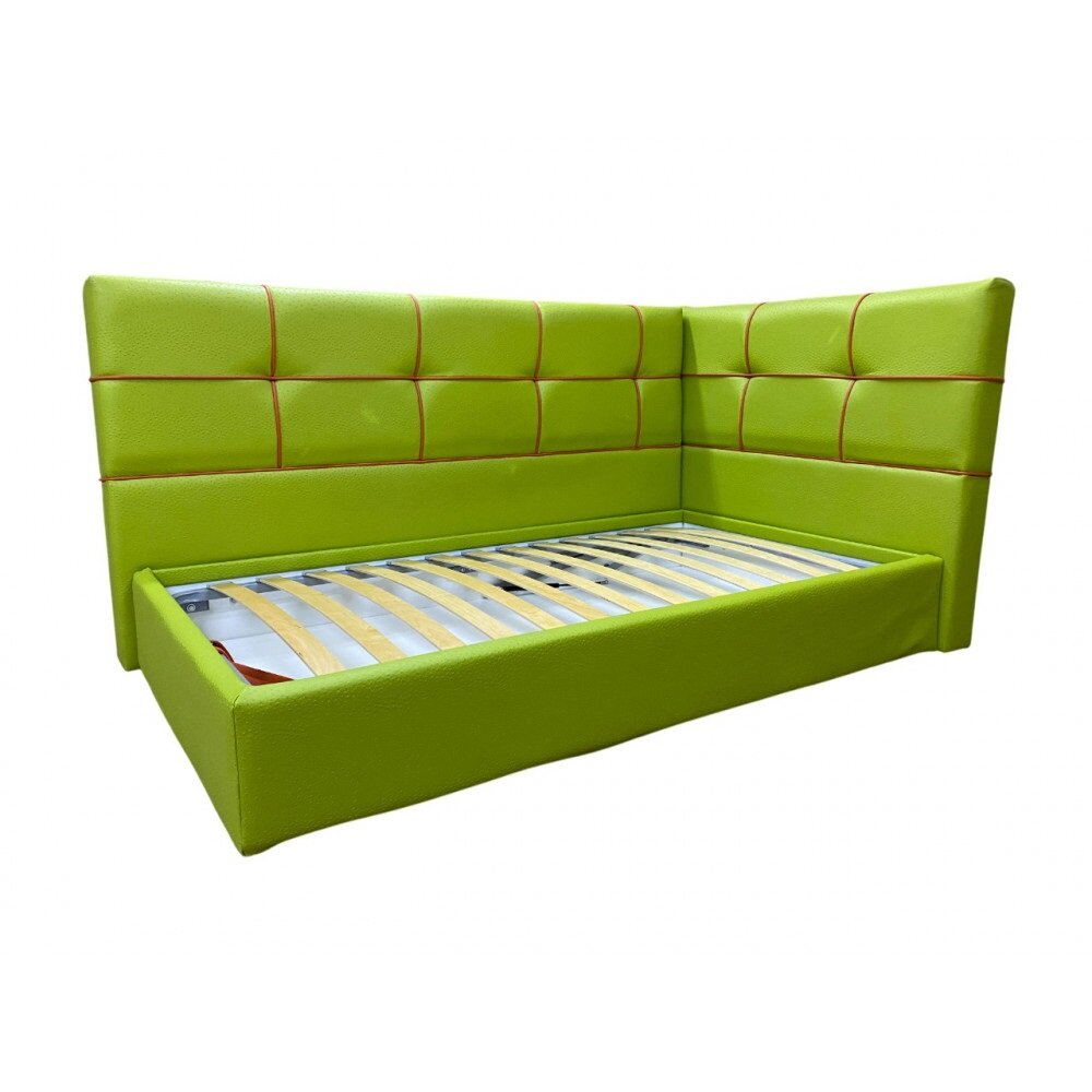 Кровать Аэлита с подъемным механизмом с тумбочкой, экокожа цвет салатовый (без матраса)