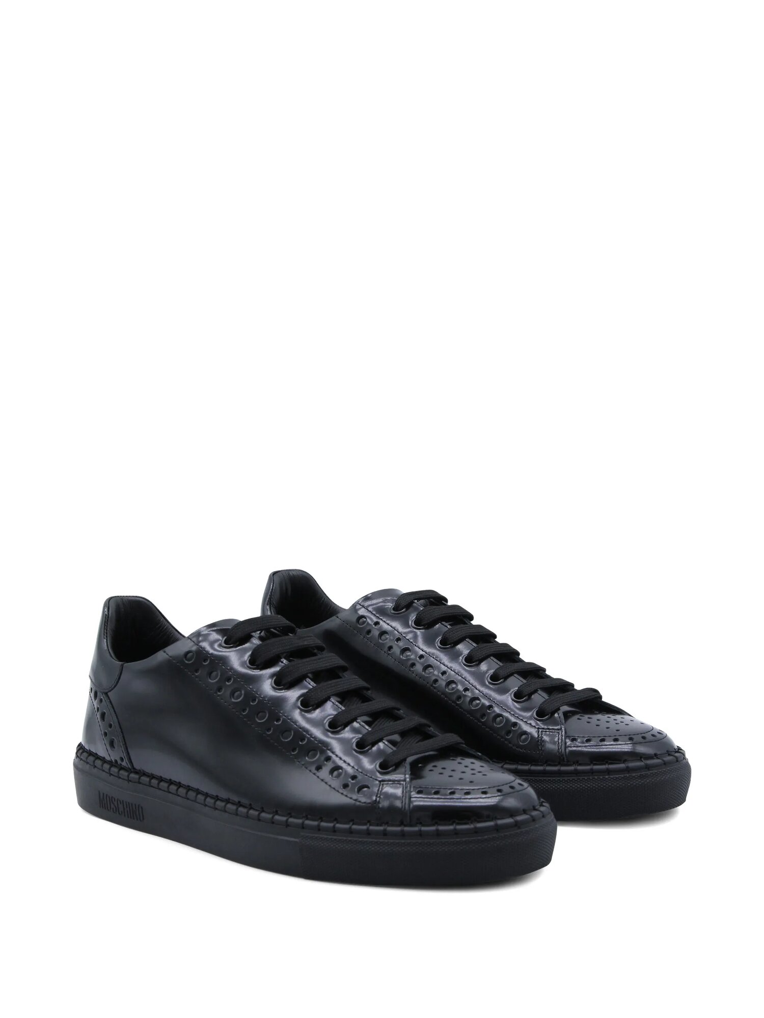Кроссовки MOSCHINO Brogue-trim sneakers, размер 45, black/black — фото 1