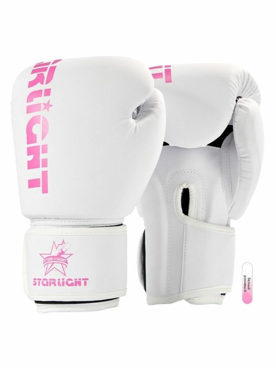 Боксерские перчатки 10oz бело-розовые PU для бокса/MMAеры 6oz-14oz