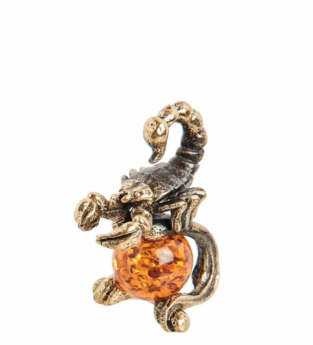 Фигурка Знак зодиака - Скорпион (латунь, янтарь) A1966274 Народные промыслы бронзовый