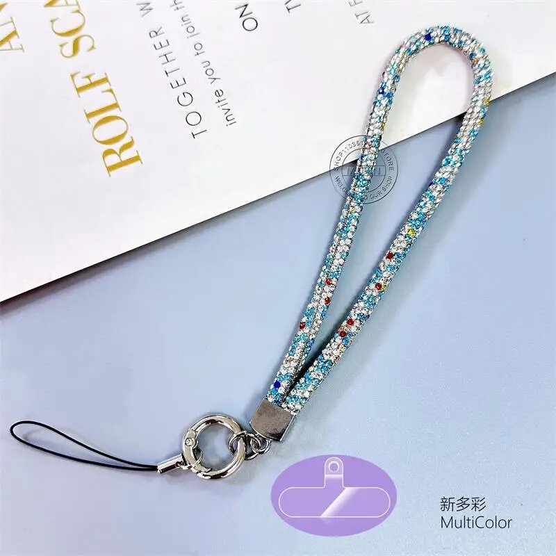 Блестящие ремешки для мобильного телефона со стразами, брелок для ключей, браслет, MultiColor