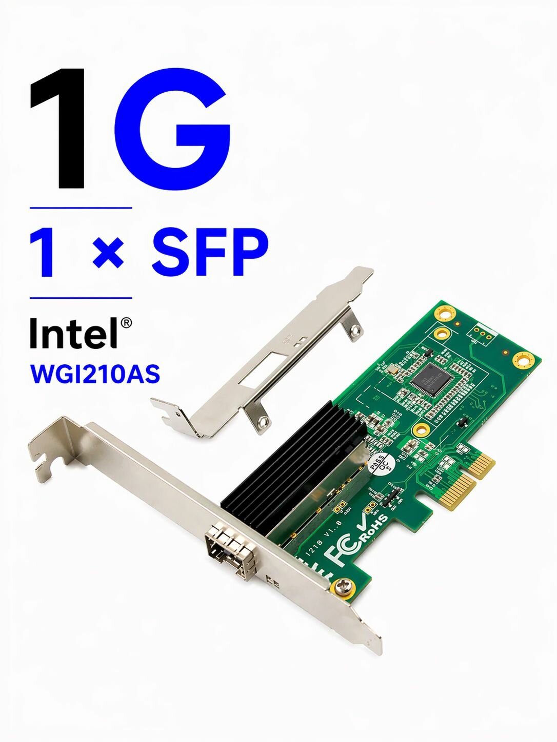 1G сетевая карта PCIe, SFP, Intel WGI210AS, LAN адаптер ORIENT XWT-INT210PE SFP