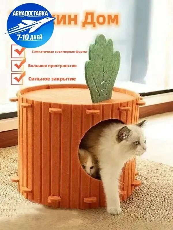 Кошачье гнездо в форме морковки