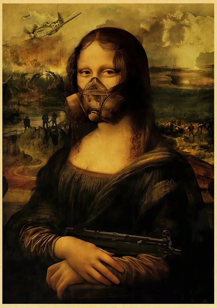 Плакат "Мона Лиза" с оружием, 30x21см, Черный L035