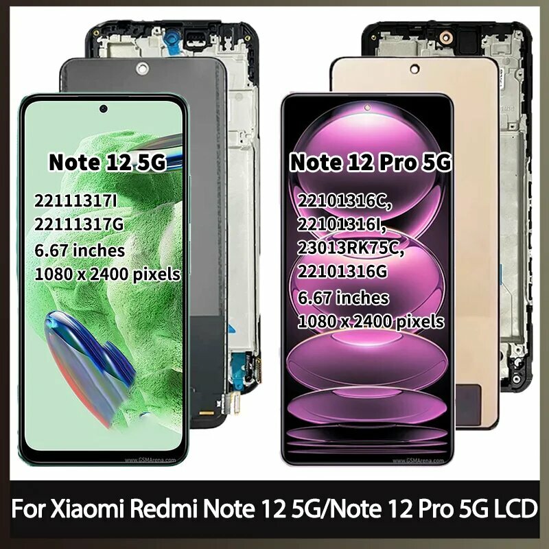 6,67-дюймовый протестированный ЖК-дисплей для Xiaomi Redmi Note 12 5G 22111317I, сенсорный экран для Redmi Note 12 Pro 12Pro 5G 22101316C ЖК-дисплей