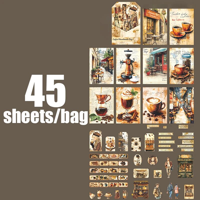 Наклейки кофейная тематика Mr.Paper, 45 шт, S28822-1