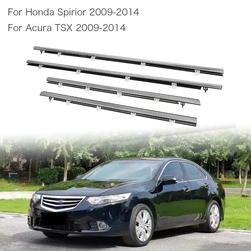 Комплект из 4 уплотнителей для окон Honda Spirior/Acura TSX 2009-2014, резиновые молдинги для боковых дверей, водонепроницаемые