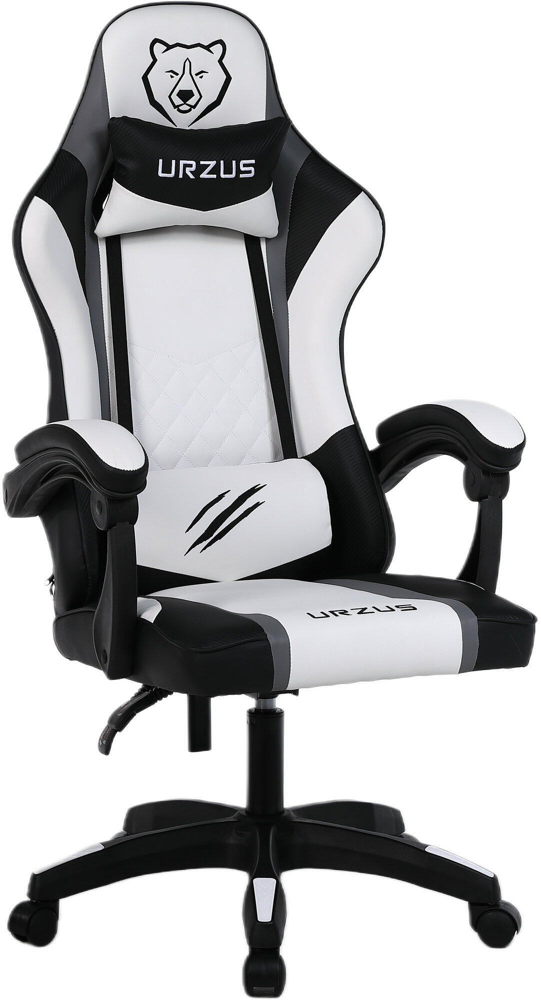 Кресло компьютерное игровое URZUS Raptor White экокожа черный, белый (UR-7351123)