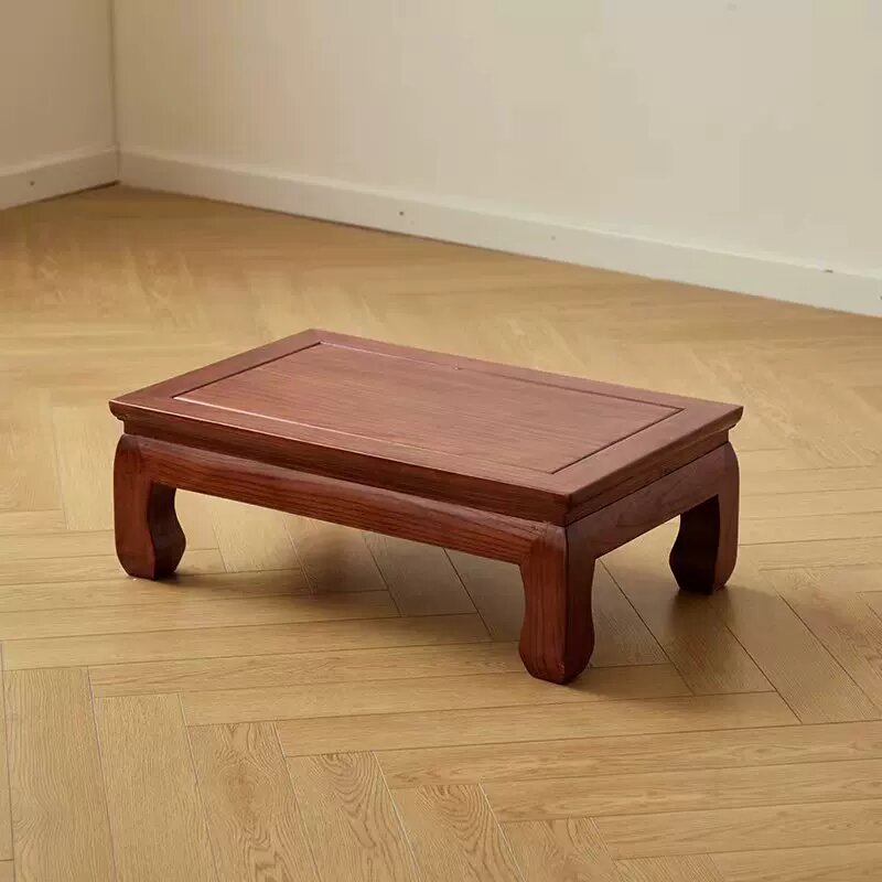 Низкий деревянный столик вяз 50×40×25 см, для чаепития и кофе, натуральный/орех/красное дерево