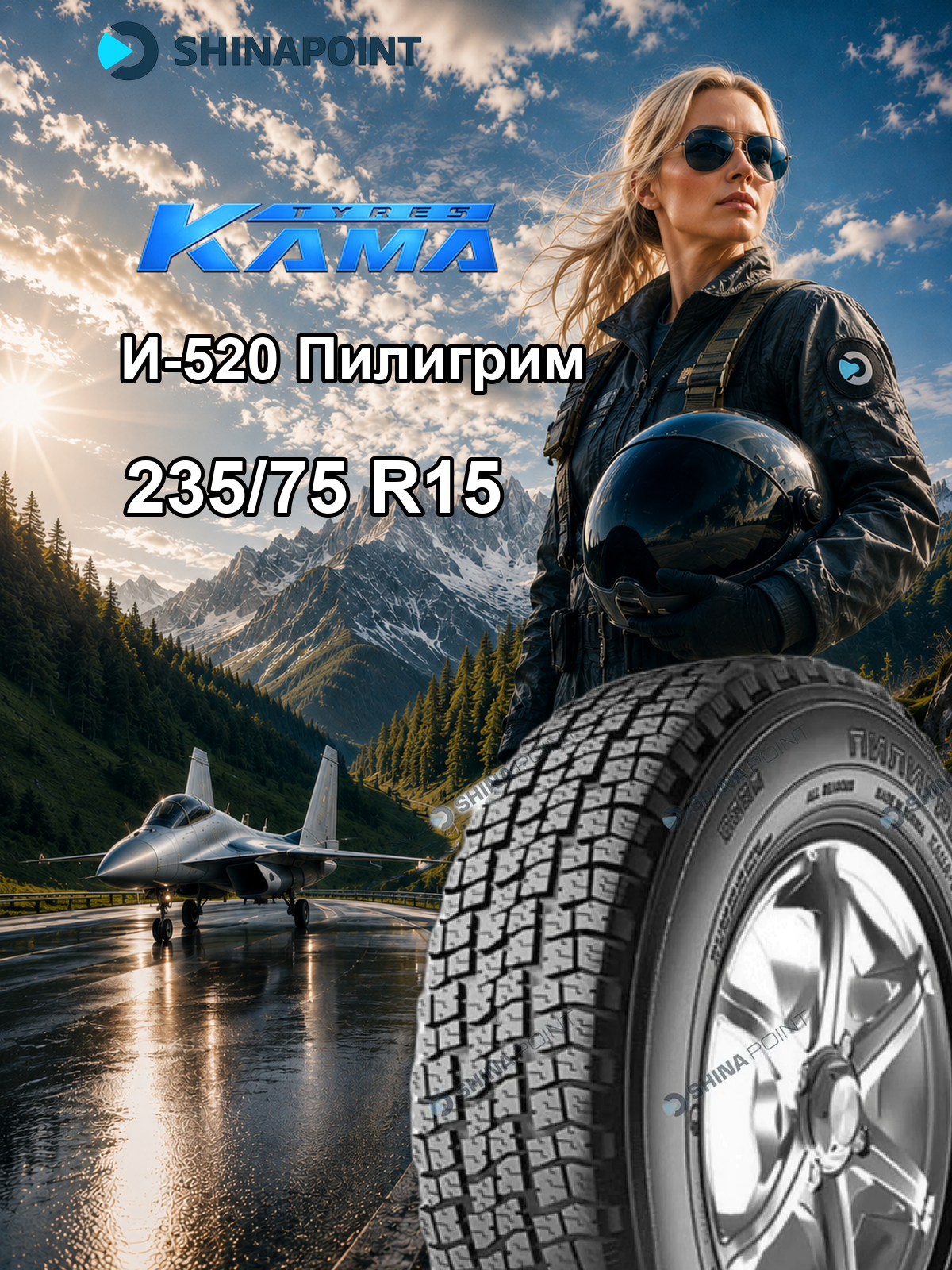 Шины летние R15 235 75 105 Q автомобильная летняя резина Кама модель И-520 Пилигрим