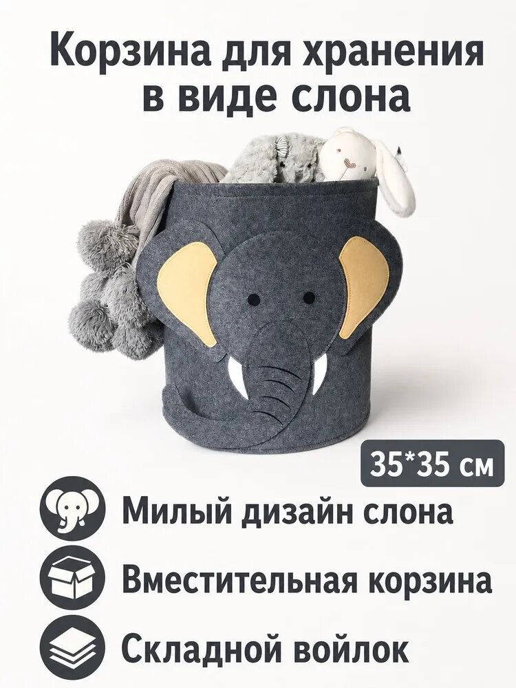 Корзина для игрушек длина 35 см, ширина 35 см, высота 35 см.