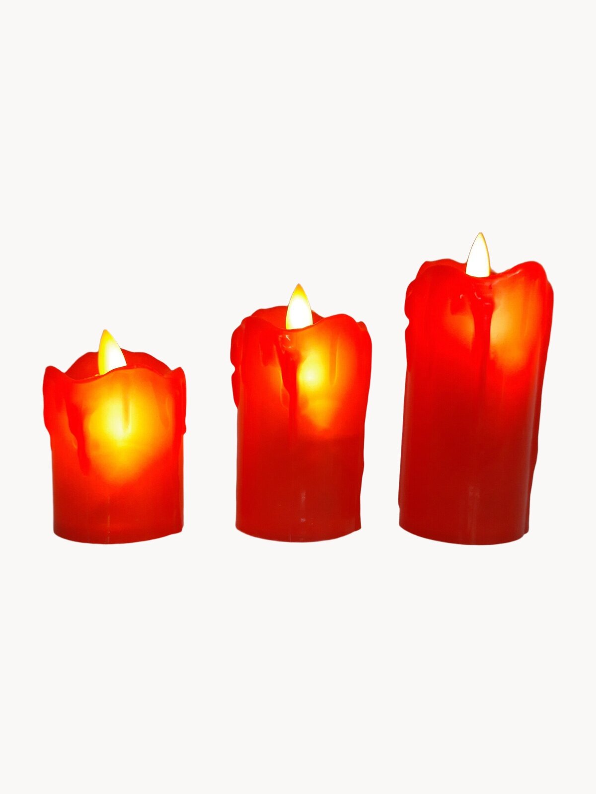 Набор светодиодных свечей, пластик, имитация воска, для дома и улицы, от батареек, LR41, 3шт