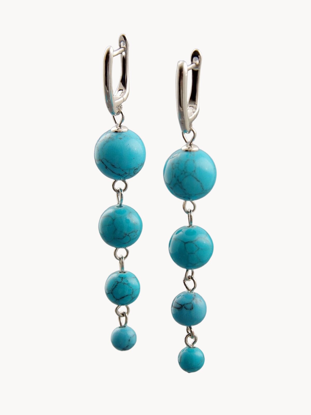 Серьги с подвесками, бирюза