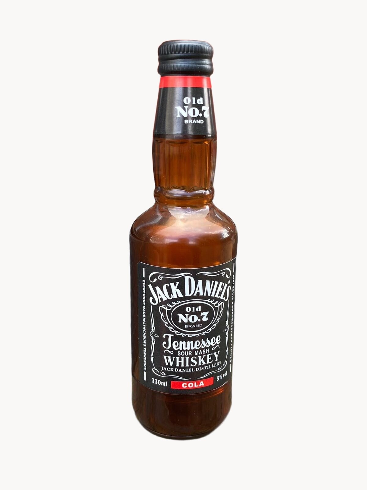 Газовая зажигалка бутылочка Jack Daniels Cola, коричневая (пьезо элемент, обычное пламя), пустая