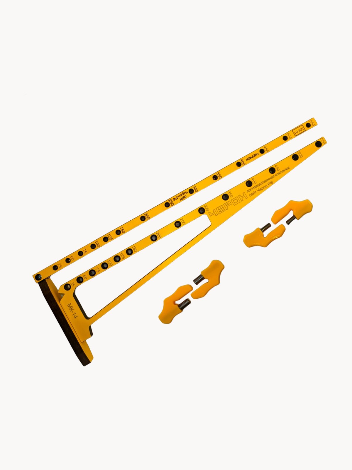 Набор кондукторов для мебели Черон Старт про, HPL-пластик, 4 упора в комплекте, желтый