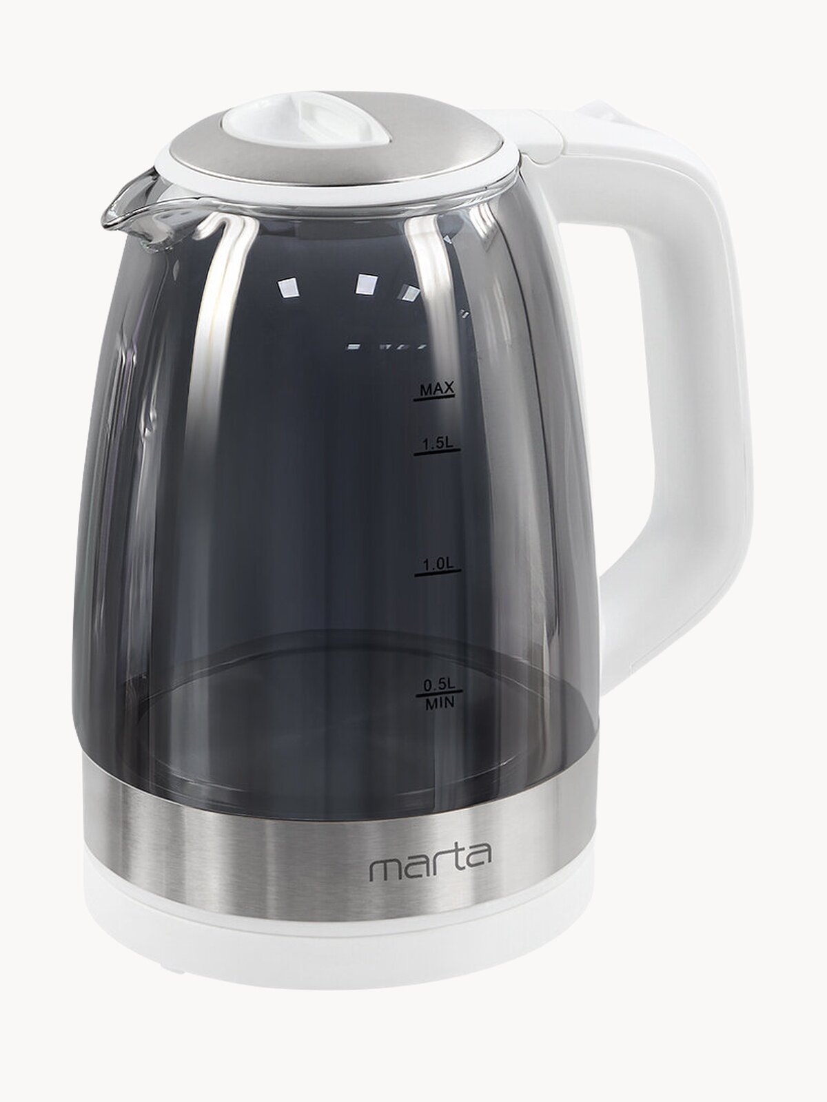 Электрический чайник MARTA MT-1079 белый жемчуг стеклянный 1,7 л