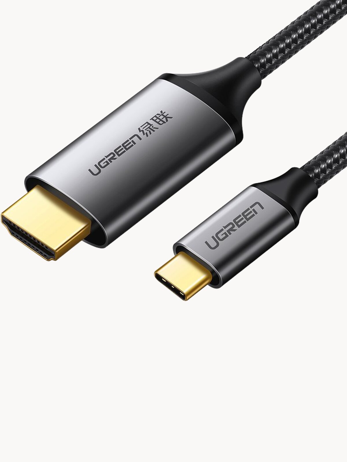 Кабель Ugreen USB-C - HDMI 4K, в оплетке, цвет серо-черный, 1.5 м (50570)