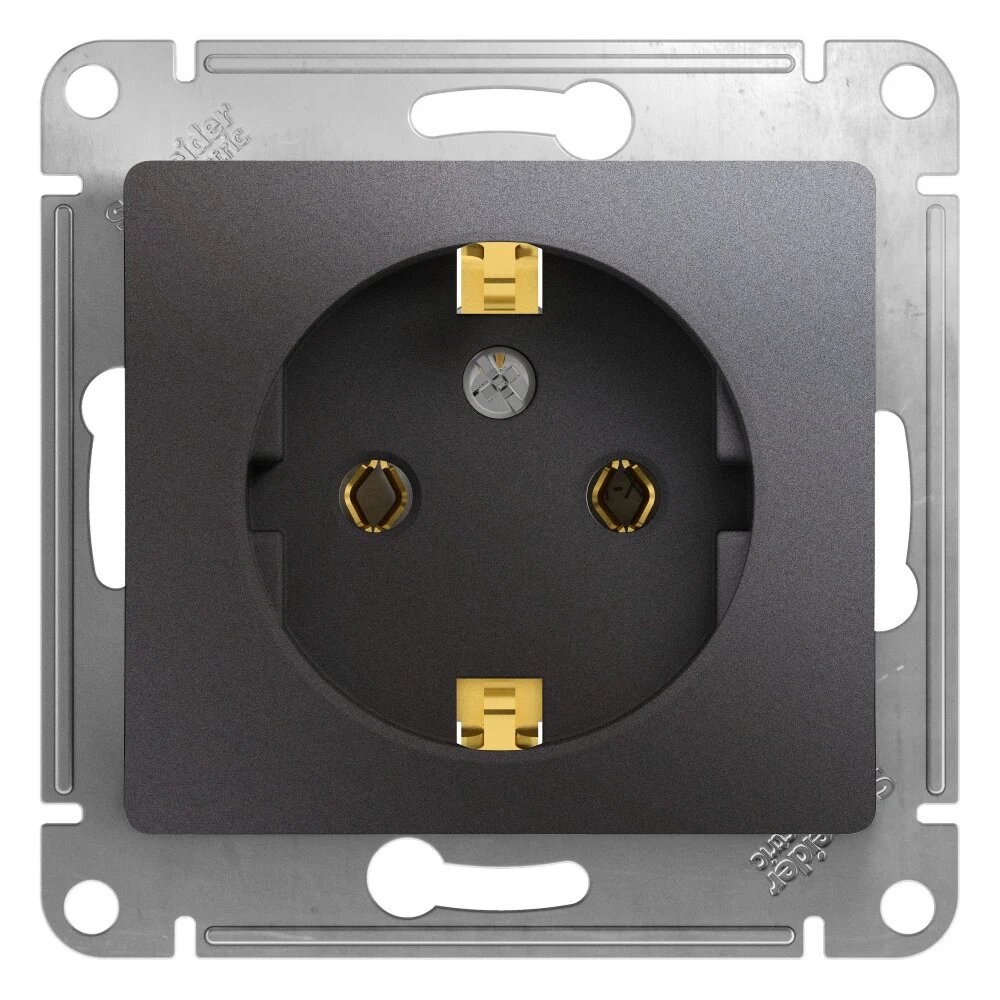 1-местный механизм розетки Systeme Electric скрытой проводки Glossa 16А IP20 250В с заземлением графит GSL001343, из