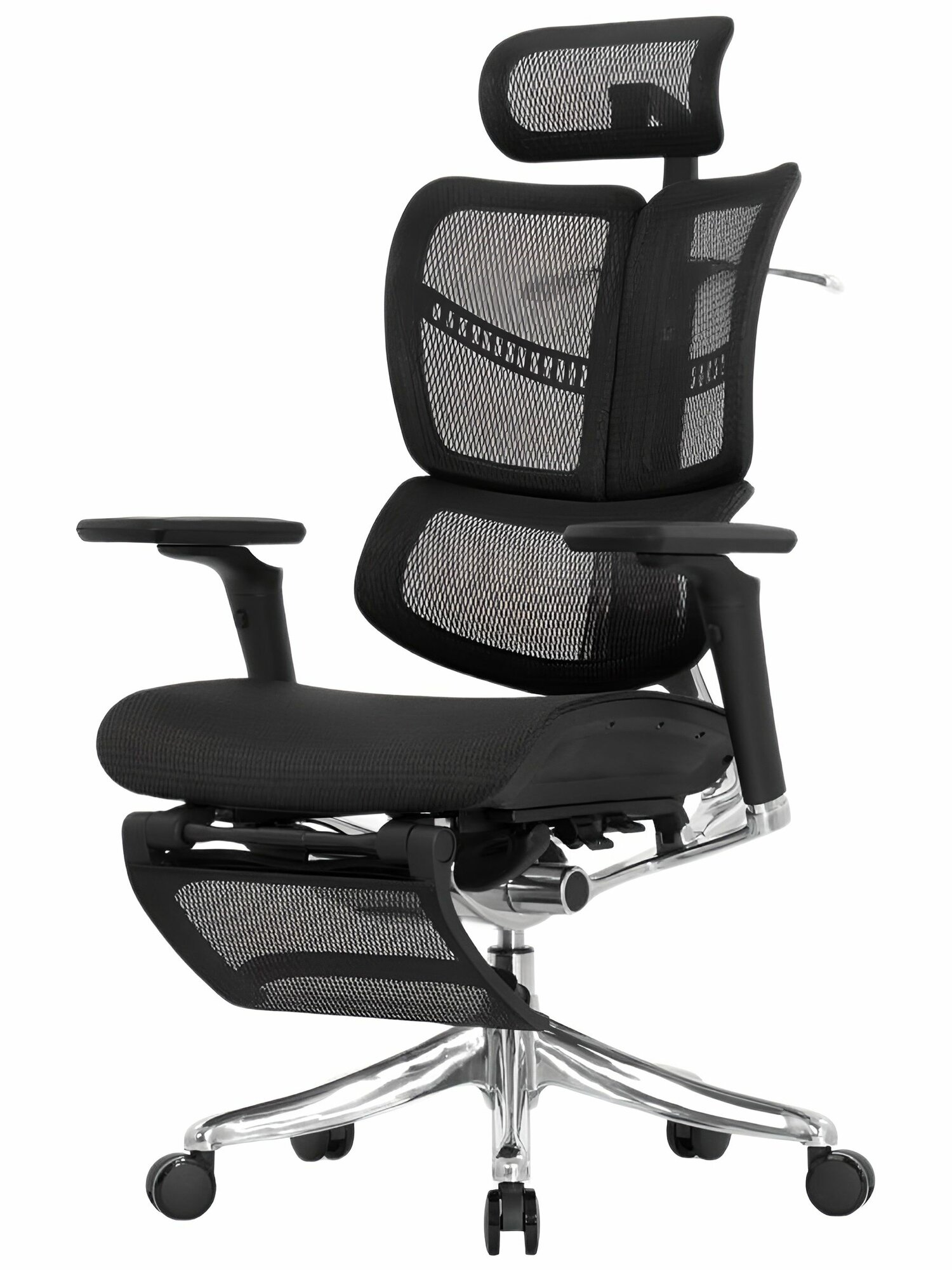 Кресло с подножкой FALTO FLY 2 (4D подголовник, подлокотники 6D(360), сетка, черный)