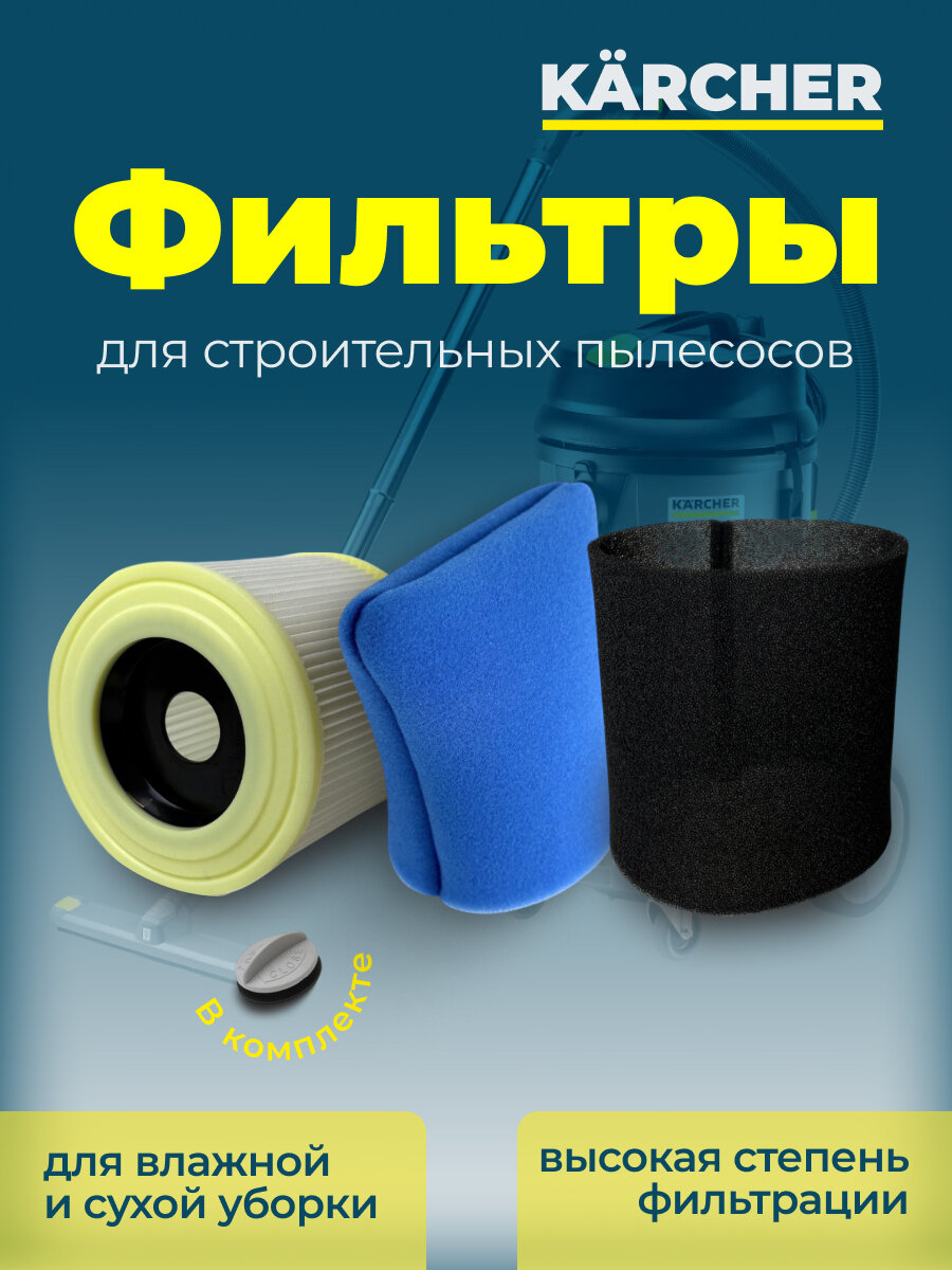 Набор фильтров Run Energy, для Karcher WD2/3/3 Premium/3.800M, 3 шт