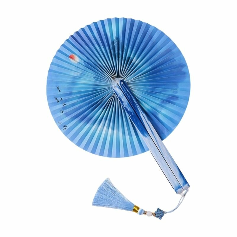 Круглый складной веер в старинном стиле-06