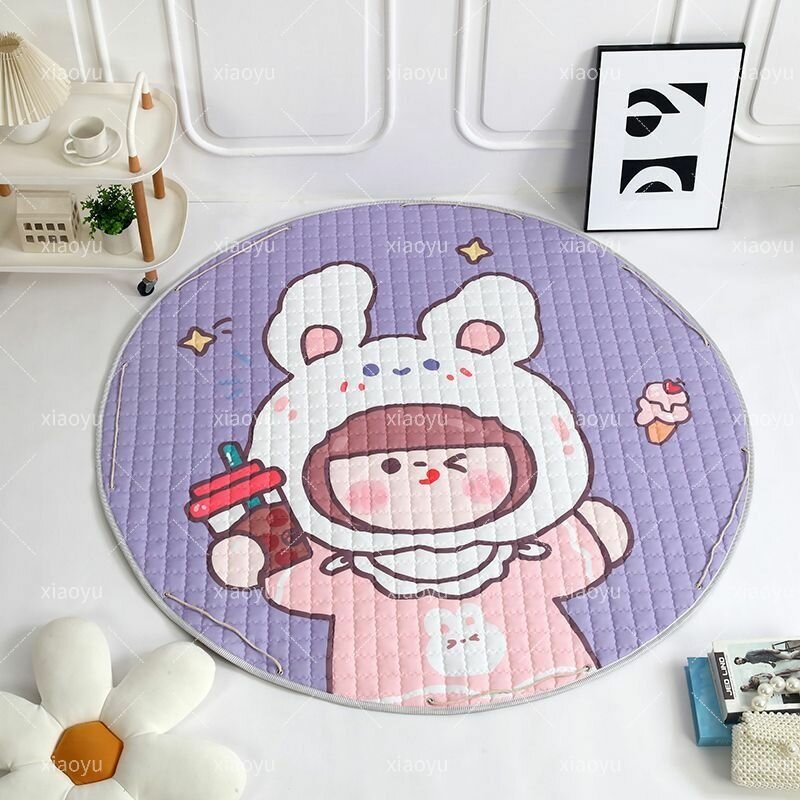 Коврик детский для ползания малыша - мешок для хранения игрушек, диаметр 150 см, "Фламинго"