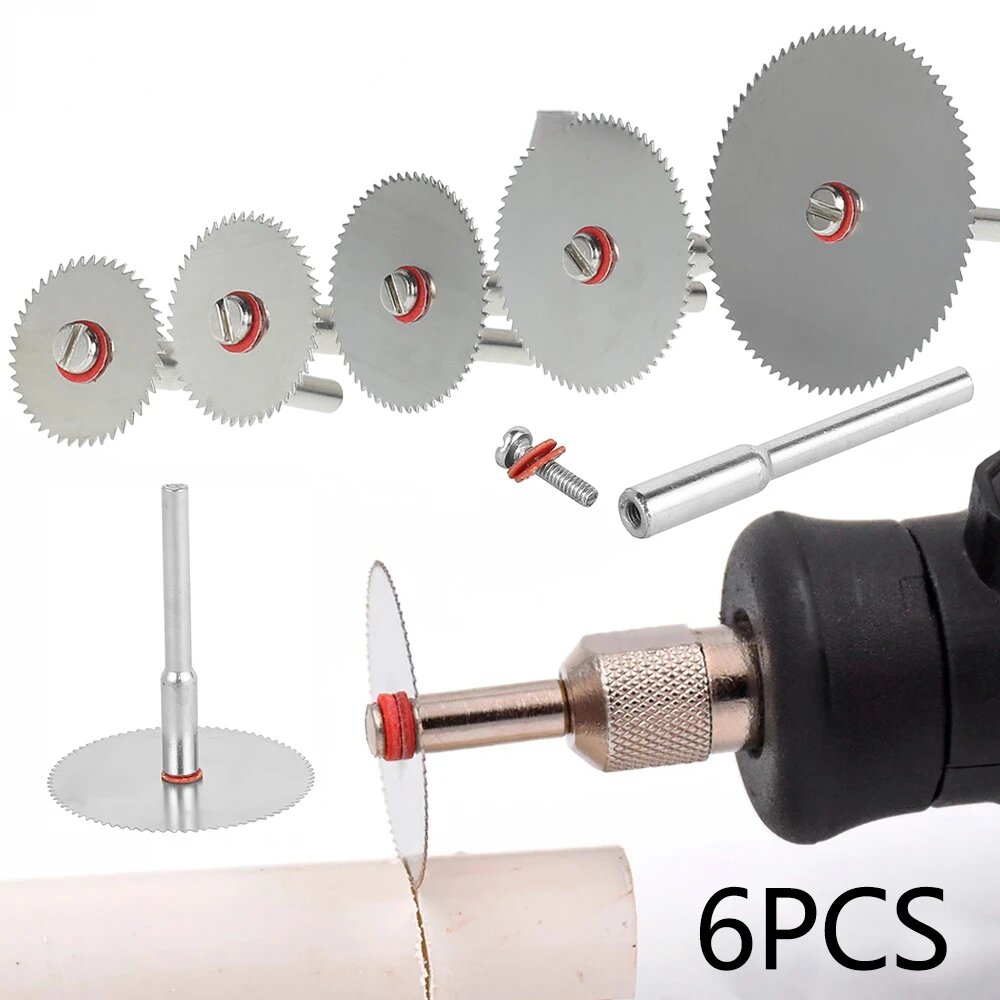 Лезвия для пилы по дереву для вращающихся инструментов Dremel, диски для резки по дереву, оправка сверла, металлический режущий диск из нержавеющей стали, 6 шт.