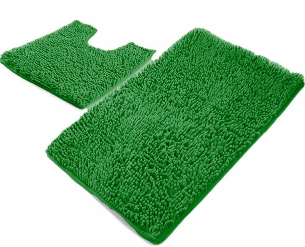 Коврик для ванной и туалета, ворсистый , Размер: 50 см х 80 см , Цвет: Зелёный