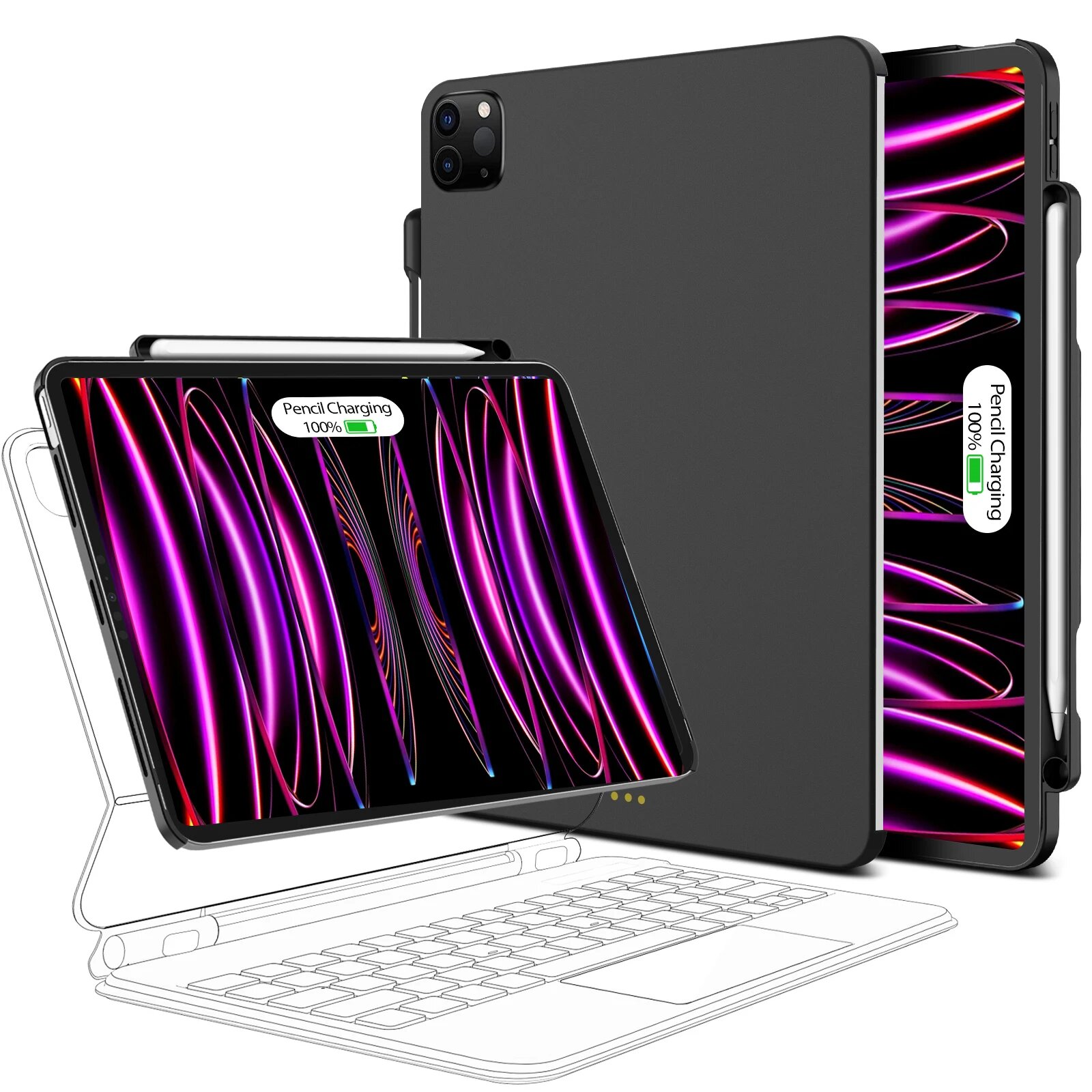 Магнитный Чехол Для iPad Pro 11 2024, Air 4/5, iPad Pro 13 M4, 12.9, Совместимый С Magic Keyboard И Держателем Для Apple Pencil