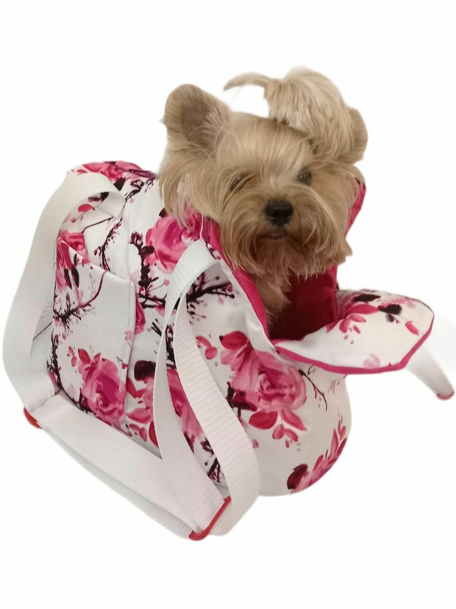 Летняя Сумка-переноска Цветы , для собак 2-3 кг, ручная работа, размер S 28см Х 16см Х 20см