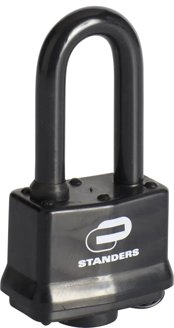 Замок навесной Standers с длинной дужкой сталь водонепроницаемый 54x44 мм цвет черный