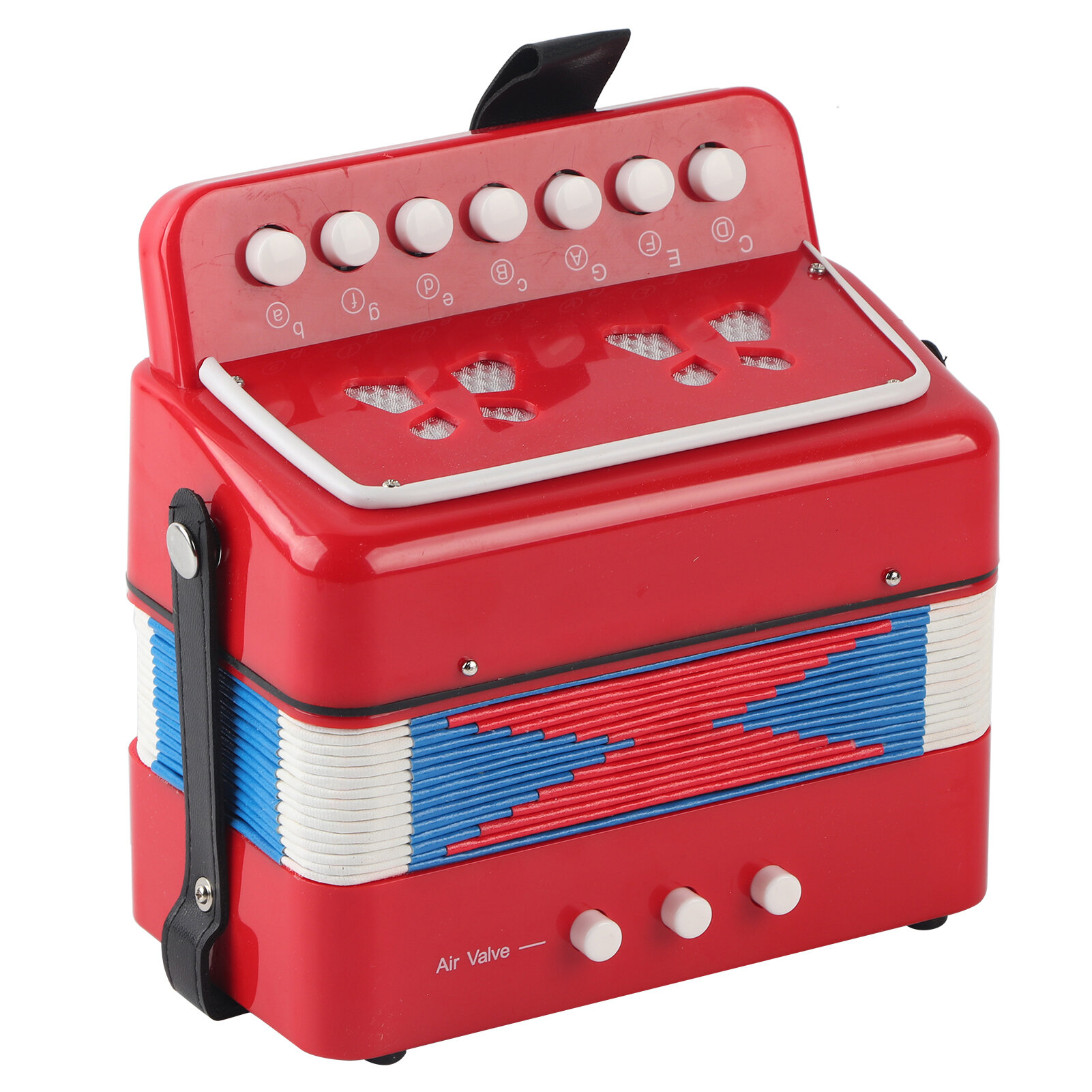 Мини-аккордеон с 7 клавишами для детей, развивающая ритм-игрушка, маленький 2-басовый музыкальный инструмент, ярко-красный цвет, идеально подходит для обучения и развития детей в области музыки