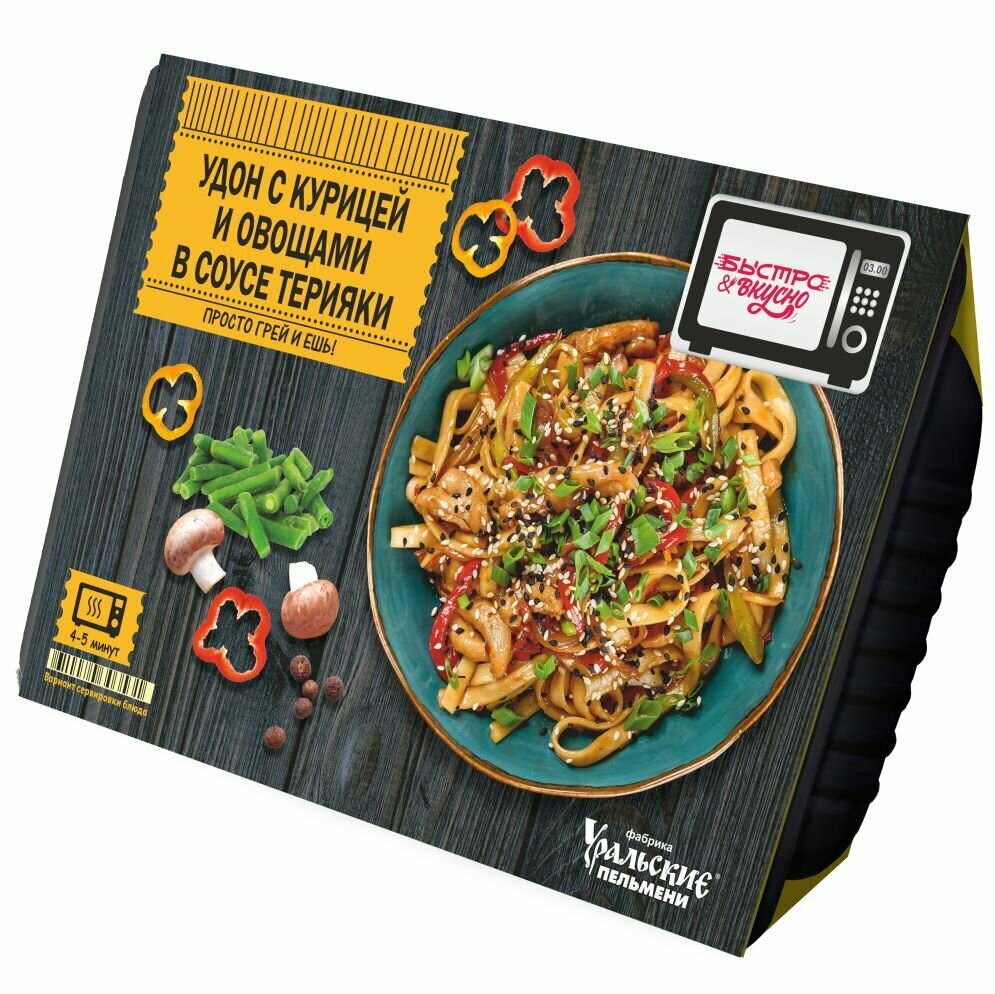Удон с курицей и овощами в соусе терияки БЫСТРО&ВКУСНО 250гр.