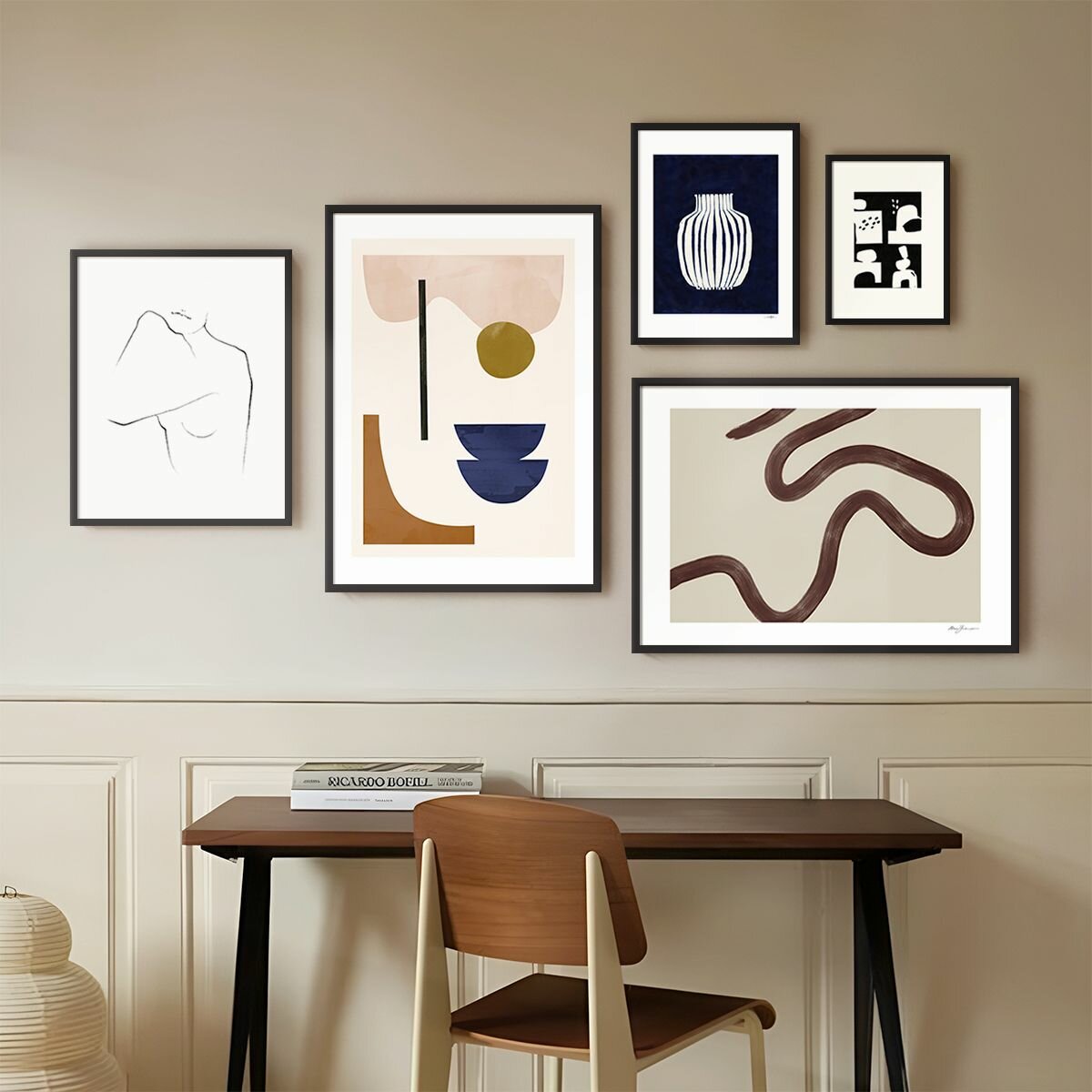 Постеры 5 шт на стену для интерьера "Графические абстракции"