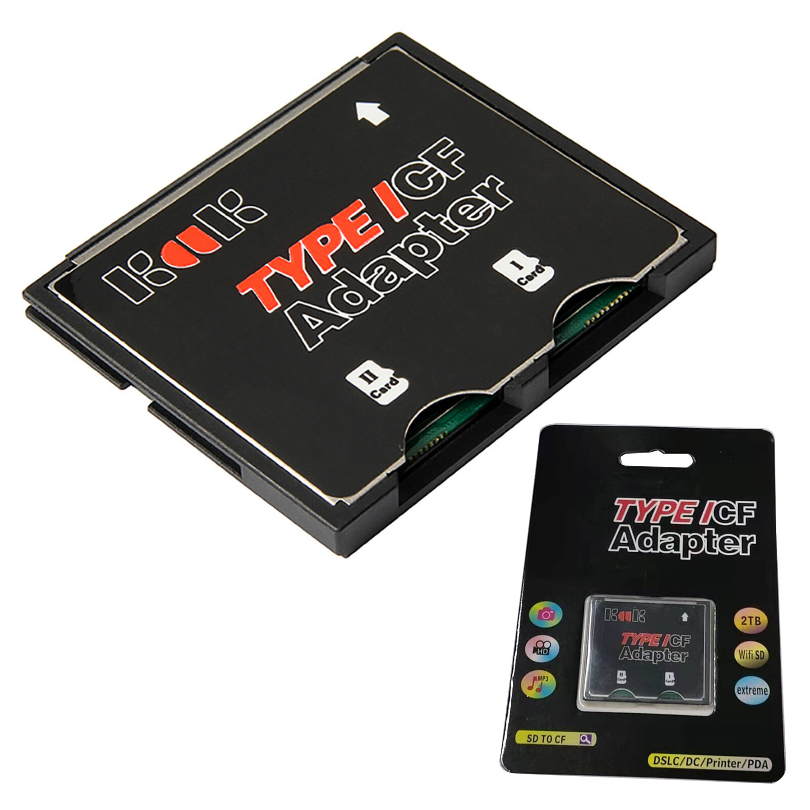 Практичный двойной адаптер для карт SDHC SDXC TF to CF Портативный считыватель для камеры