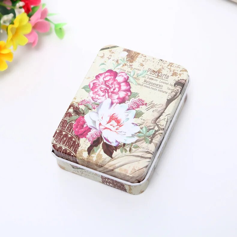 Винтажная жестяная коробка lyybx для хранения, 9cm 6cm 2cm, Розовый