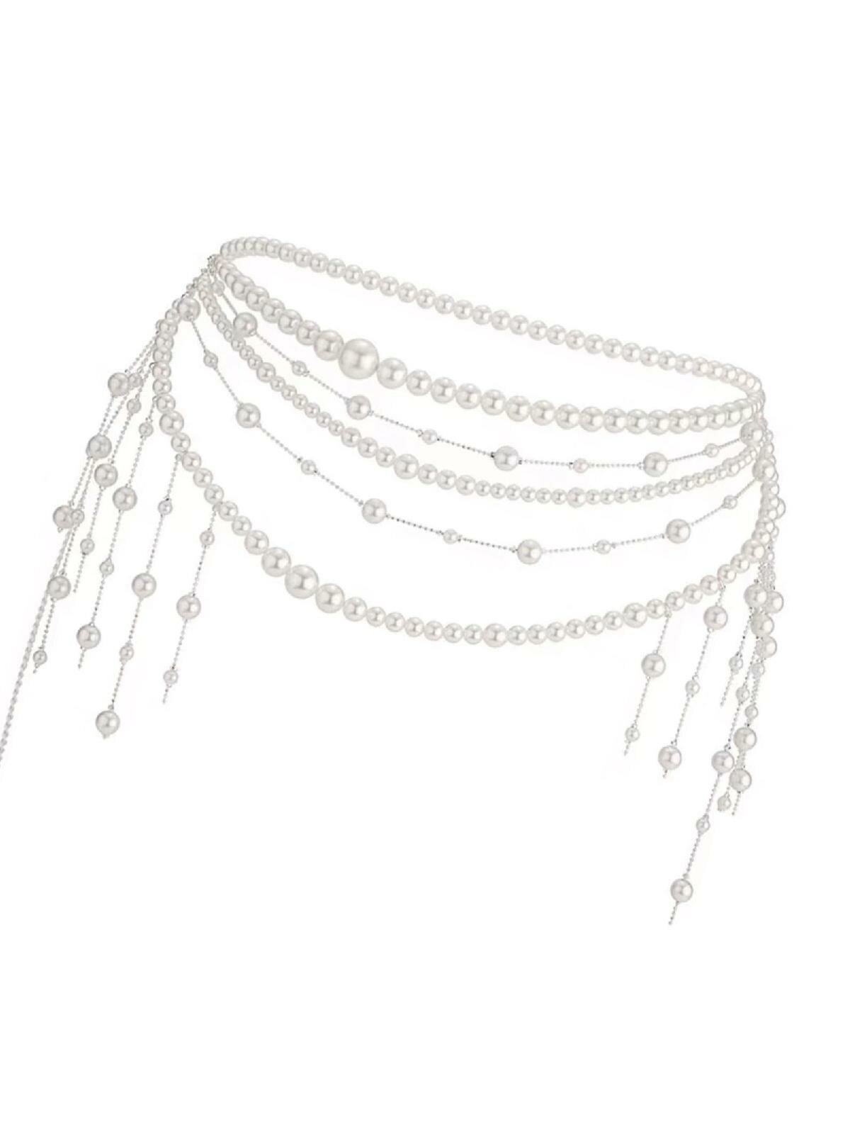 Стильный жемчужный пояс с кисточками