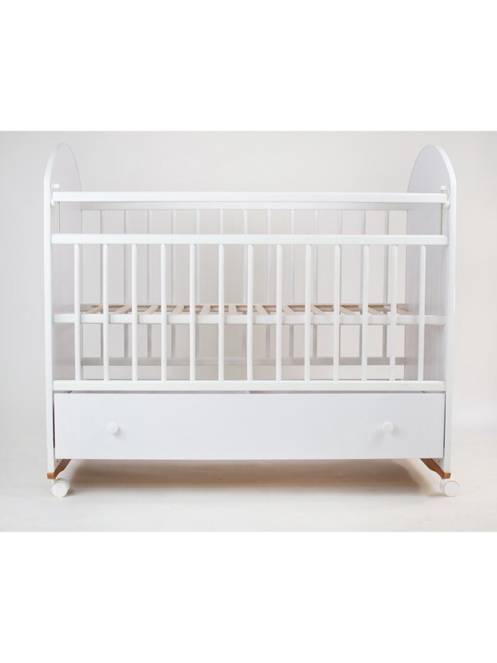 Кровать детская Беллучи / Bellucci Колесо-Качалка, Ящик, белый