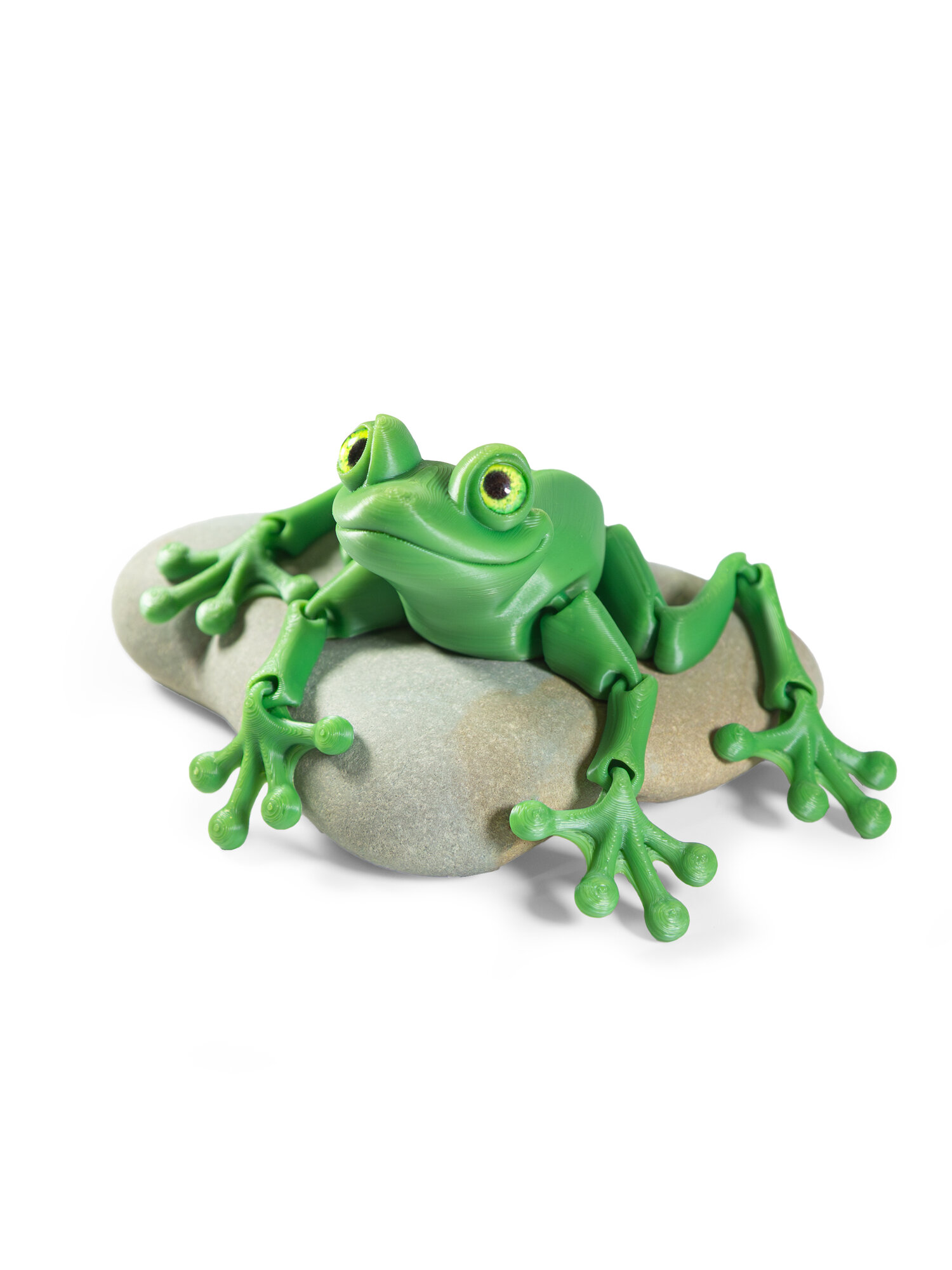 Подвижная лягушка антистресс, меняющая цвет с зеленого в салатовый, 3D печать, 10 см. длина