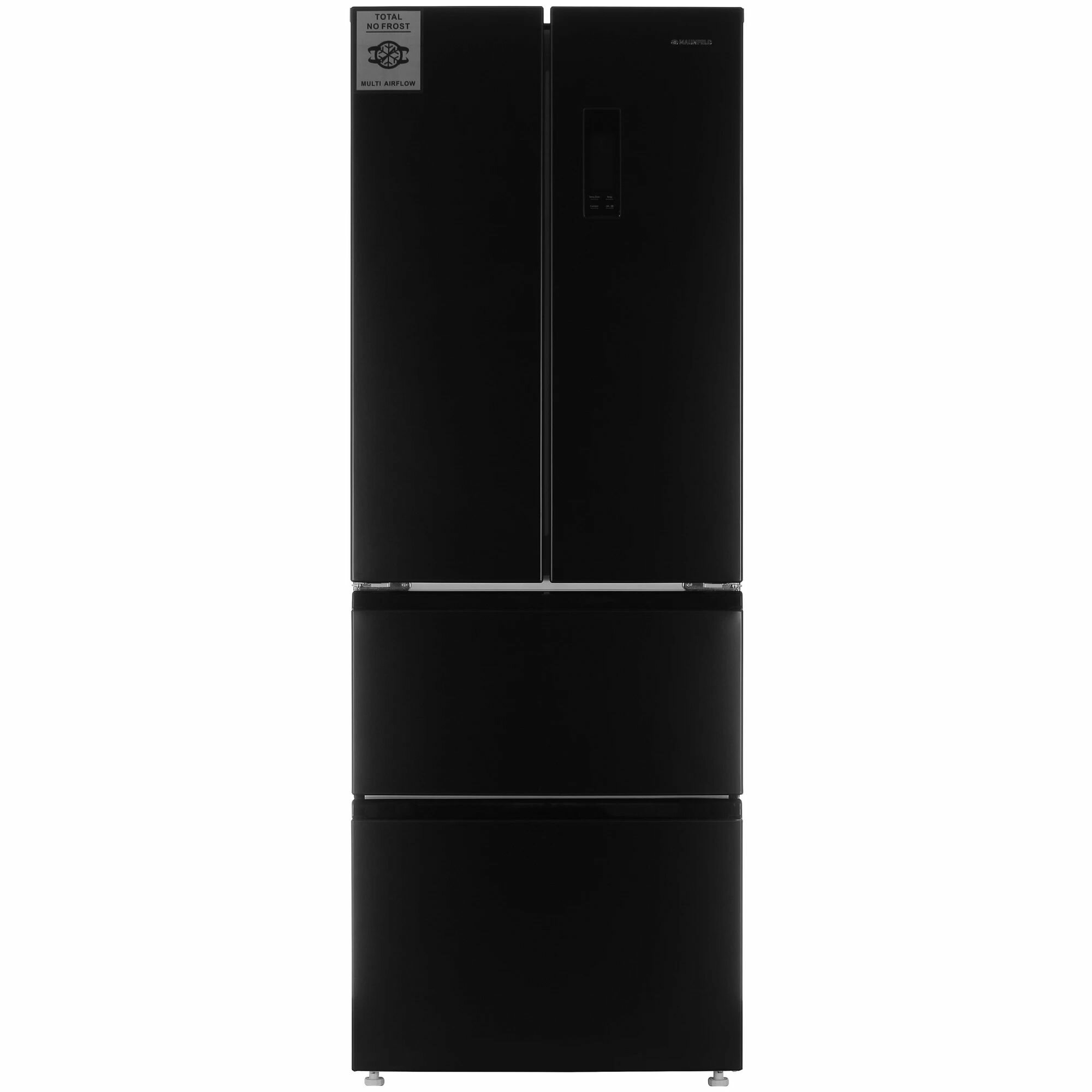 Холодильник Maunfeld MFF180NFBE01, 3 камеры, зона свежести, No Frost, черный
