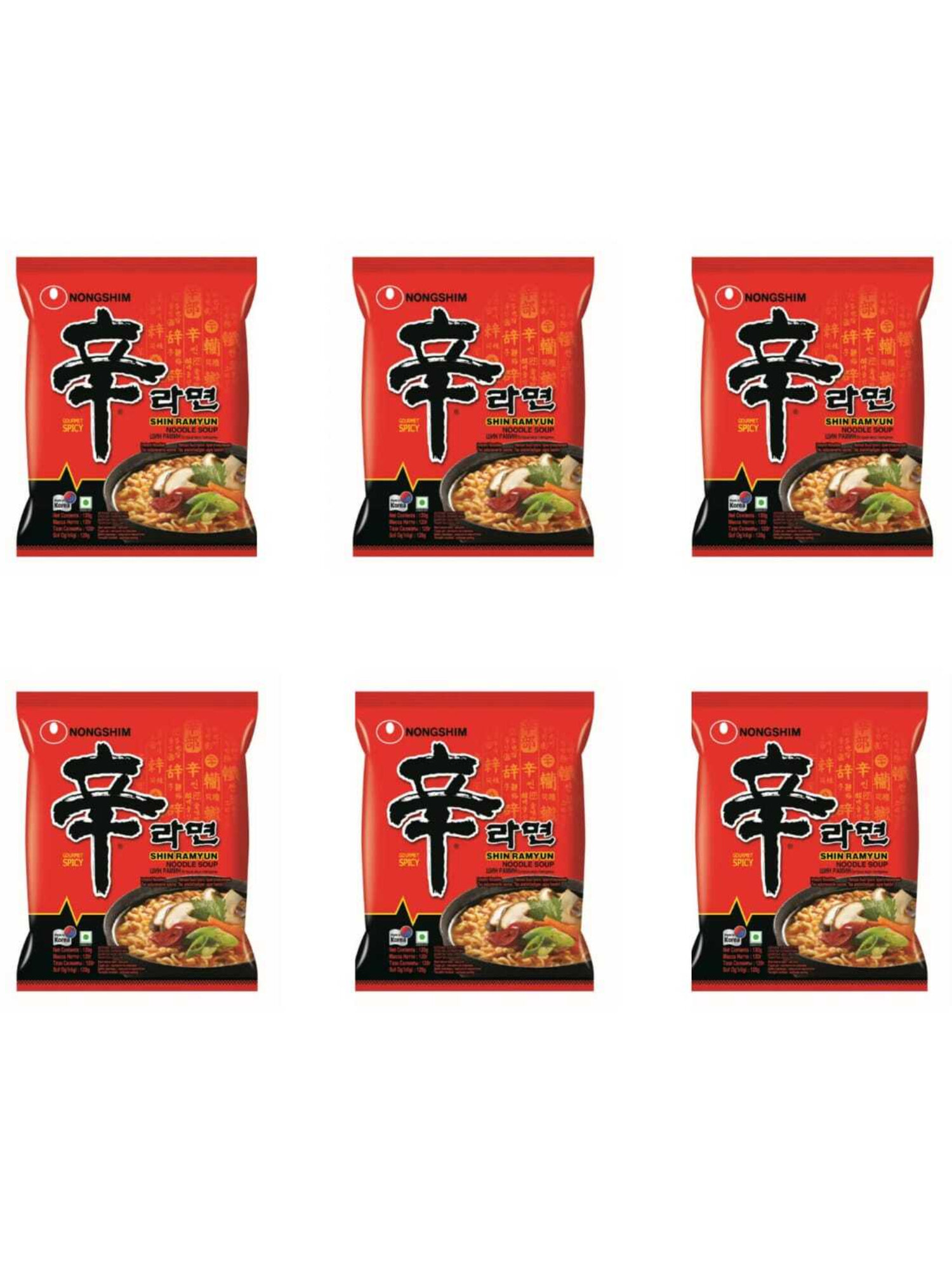 Лапша быстрого приготовления Nongshim Shin Ramyun 120 г, 6 шт
