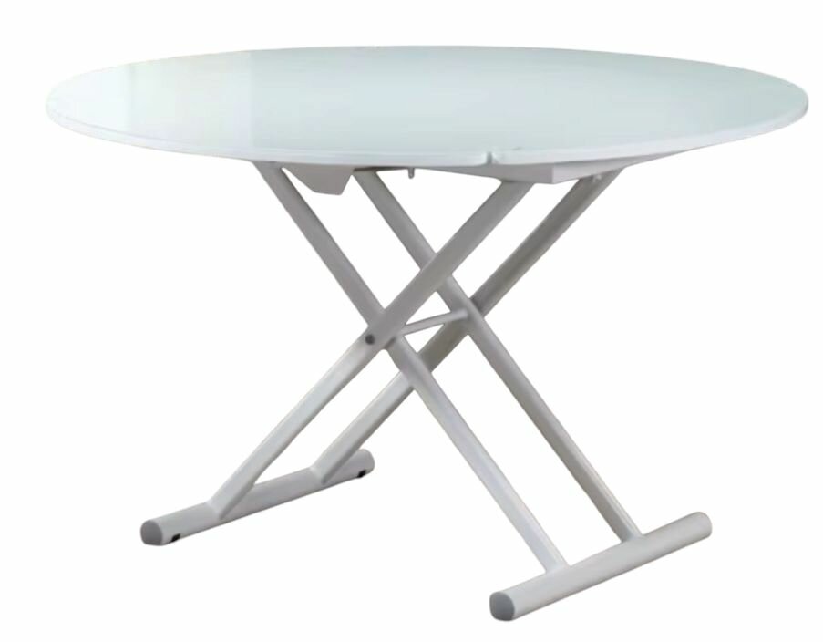 Стол-трансформер круглый В2421 белое стекло диаметр 120 см, стекло, МДФ, металл
