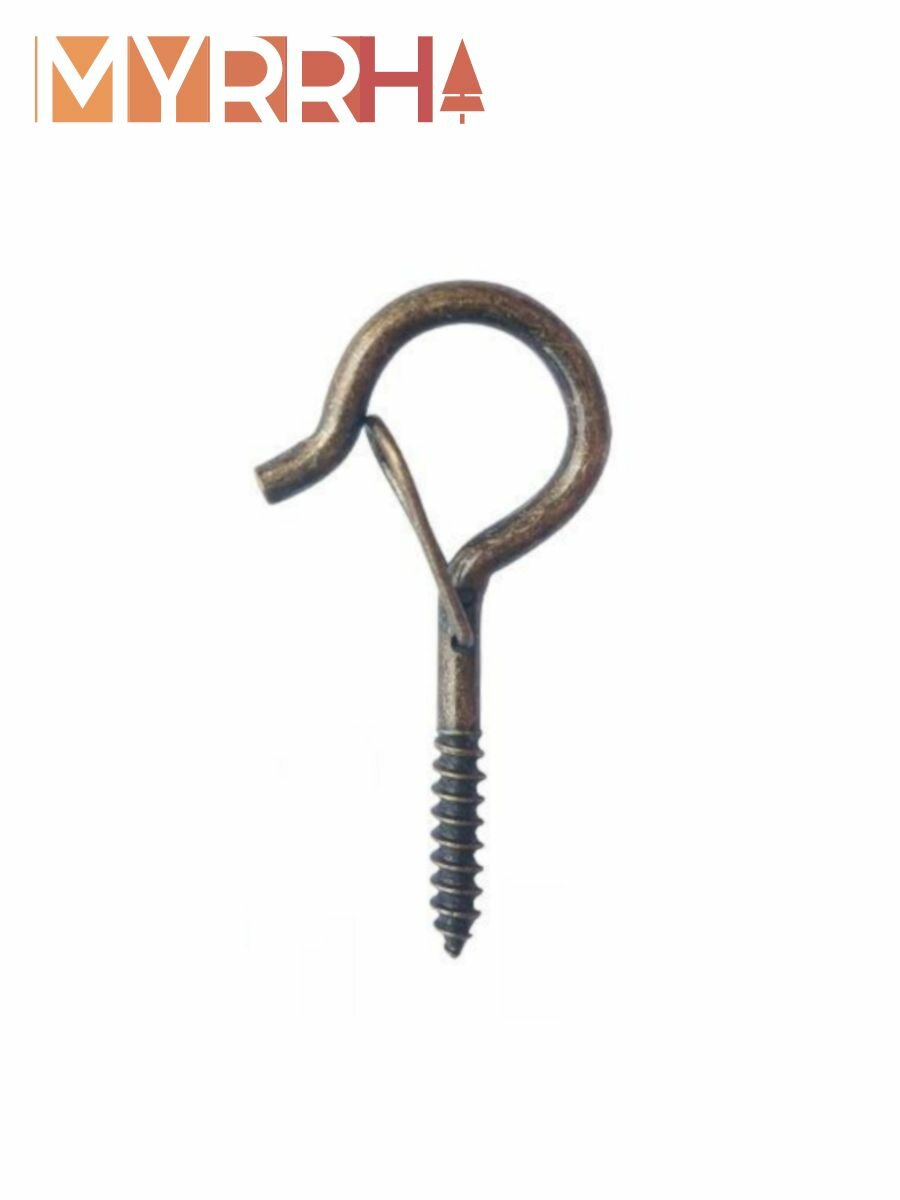 Набор крючков металлических для гирлянд и растений 20 шт с дюбелями - саморезы-крючки винтовые, карабины для крепления, цвет медь