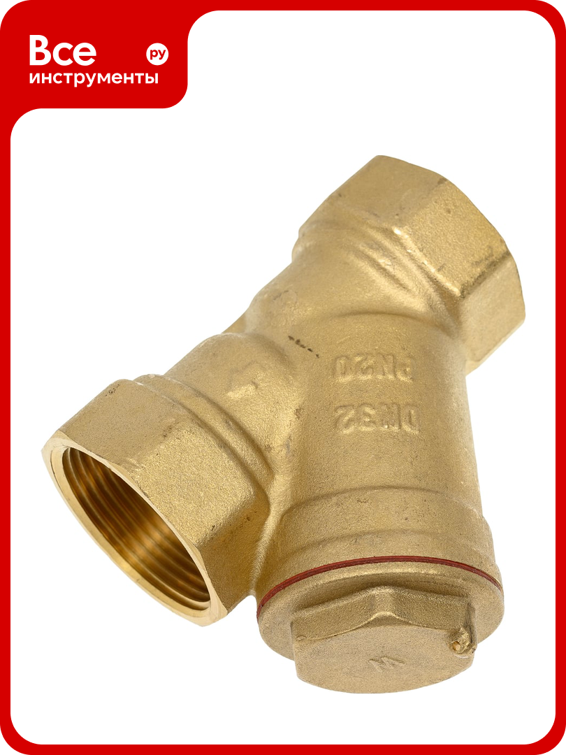 Сетчатый фильтр STI латунный Y-образный Ду32 Ру16 муфтовый уплотнение паронит D260-00676 ТТ000009626