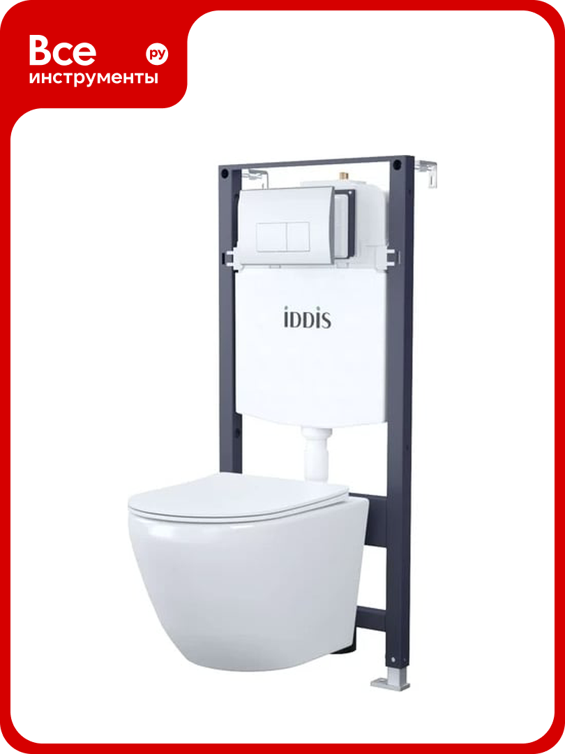 Комплект IDDIS 3в1: подвесной унитаз, инсталляция и клавиша смыва, BASB010i73