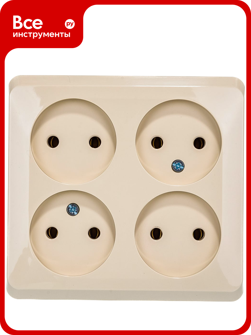 4-местная розетка Systeme Electric этюд, O/У, без заземления, без шторок, 16А, 250B, кремовый, PA16-205K, 250 В