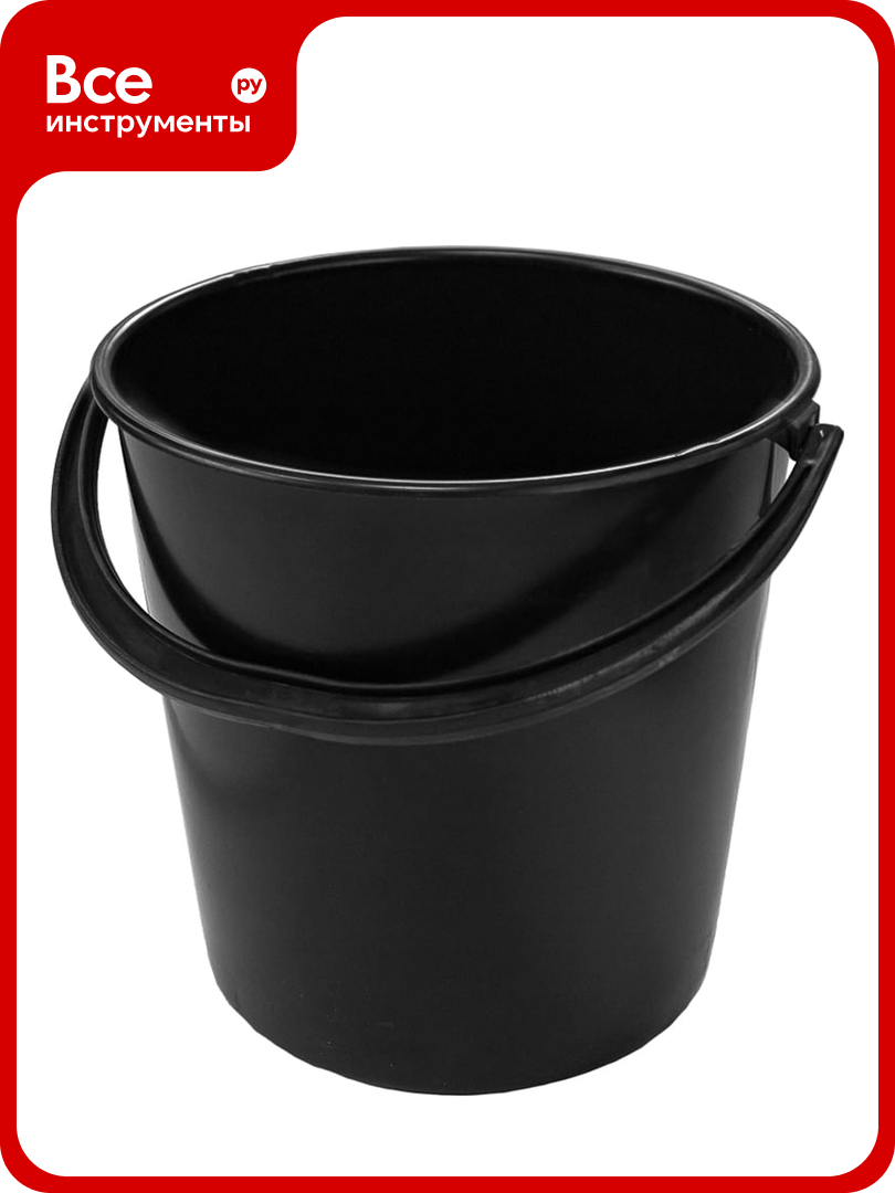Ведро Пластматика черное садовое, ударопрочное, морозостойкое, из полипропилена с прочной ручкой, круглая форма